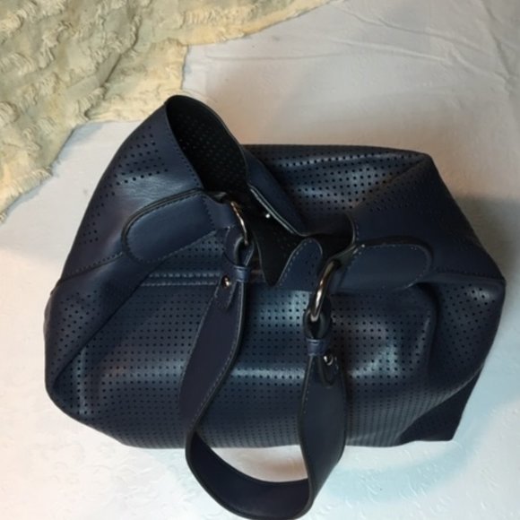 Lulu Dharma | Bags | Lulu Dharma Blue Laser Cut Soft Leather Shoulder ...
